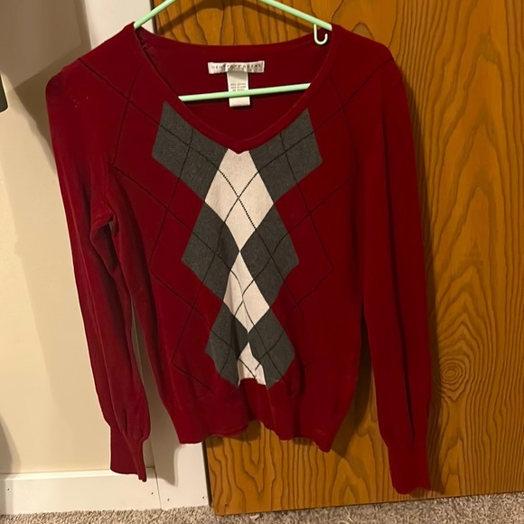 Geoffrey Beene | Sweaters | Small Red And Gray Womens Sweater | Poshmark